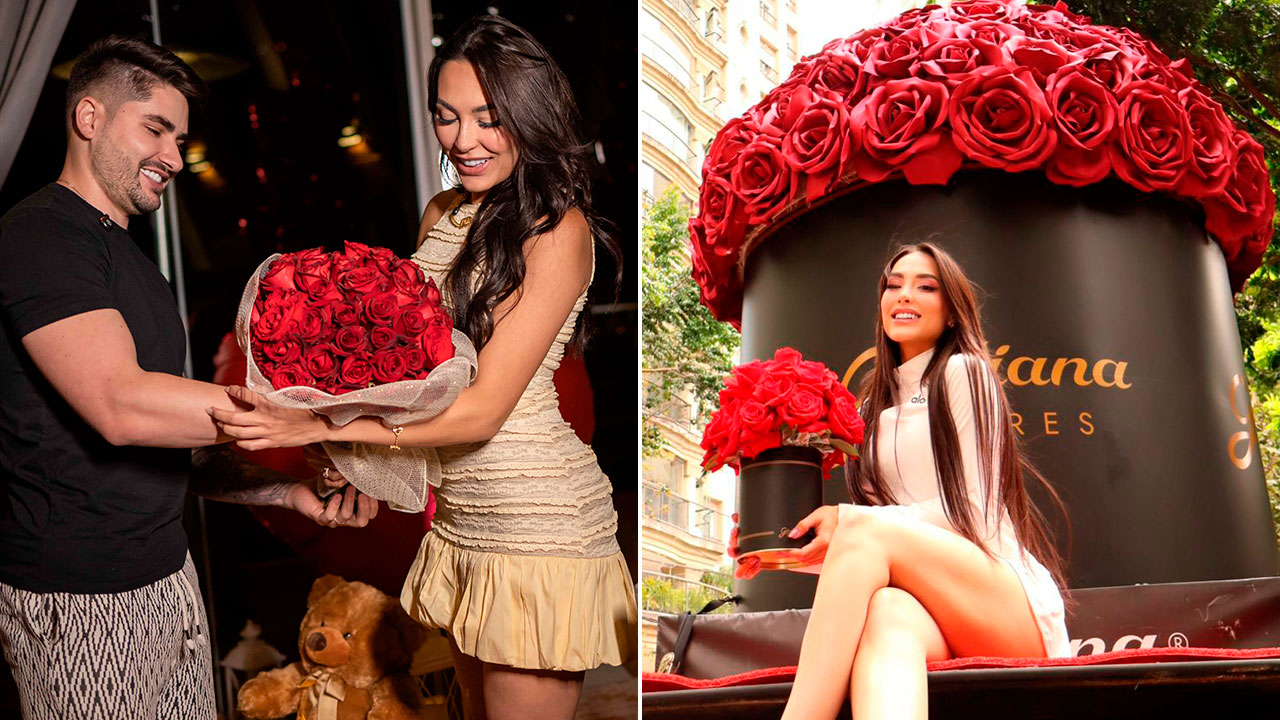 Suzi Sassaki é surpreendida por Lucas Souza com caminhão de flores ...